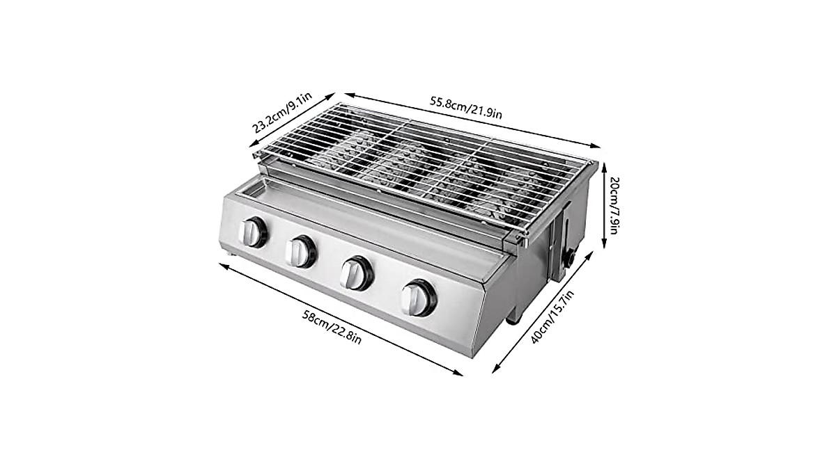 Premium Stainless Steel BBQ Gas Grill with Adjustable Height