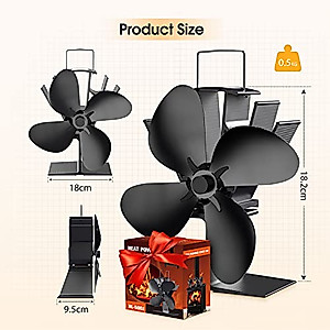 dskaoo Wood Stove Fan Heat Powered Non Electric, 4 Blades Fireplace Fan Save Energy, Efficient Heat Distribution, Quiet Wood Burning Stove Fan Thermal Fan for Buddy Heater/Gas Stove