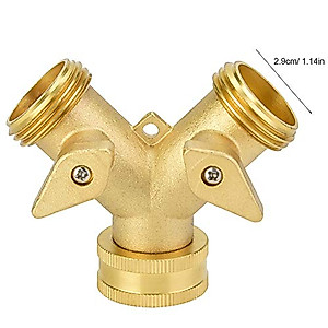 TOPINCN 3/4 Inch Double Outlet Water Pipe Fitting Brass Ball Valve Hose Fitting for Garden