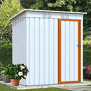 5 x 3 FT Galvanized Metal Garden Shed with Lock, Outdoor Metal Storage Shed for Backyard, Patio, Lawn