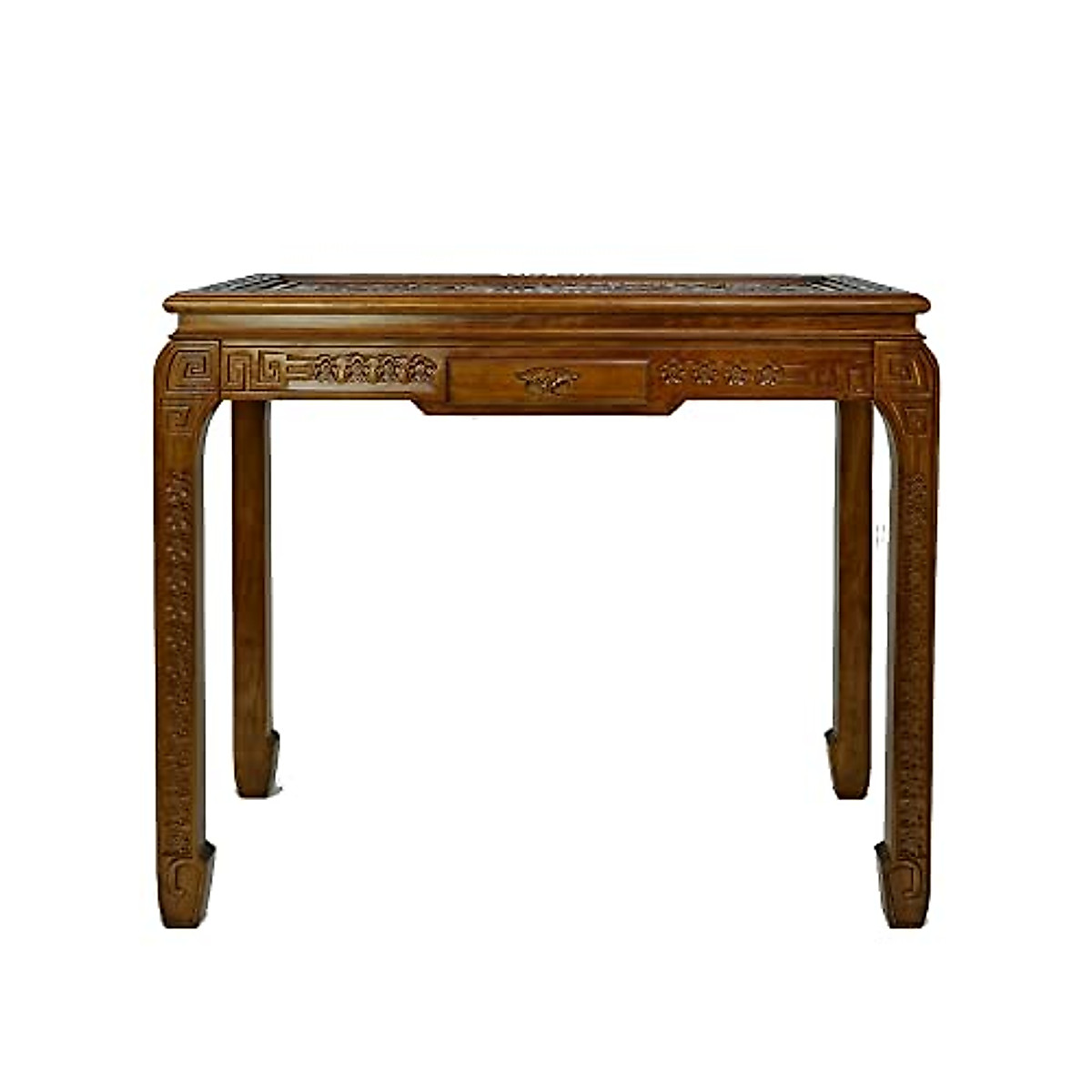 Benjara Mai 36 Inch Classic Wood Console Table, 1 Drawer, Floral Carving, Brown