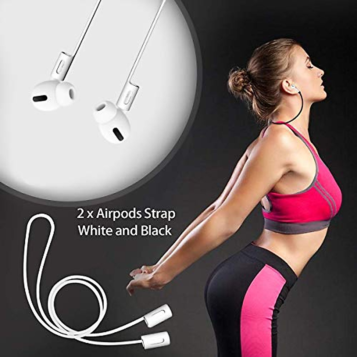 TOLUOHU AirPods Pro Case, Apple AirPods Pro Soft Silicone Accessories 8 in 1 Kit, Shockproof Protective AirPods Pro Charging case Cover with Keychain/Watch Band Holder/Strap/Ring/Carrying Box(Black)