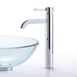 Kraus FVS-1007-PU-10CH Ramus Single Lever Vessel Bathroom Faucet with Matching Pop Up Drain Chrome