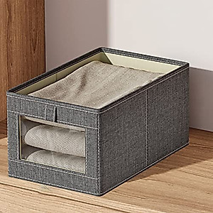 verrio Drawer Organizers for Clothes, Foldable Storage Bin Closet Organizer with Clear Window, Fabric Clothing Drawer Organizers for Shirts, Bra, Socks and Panties (A-14.17in)