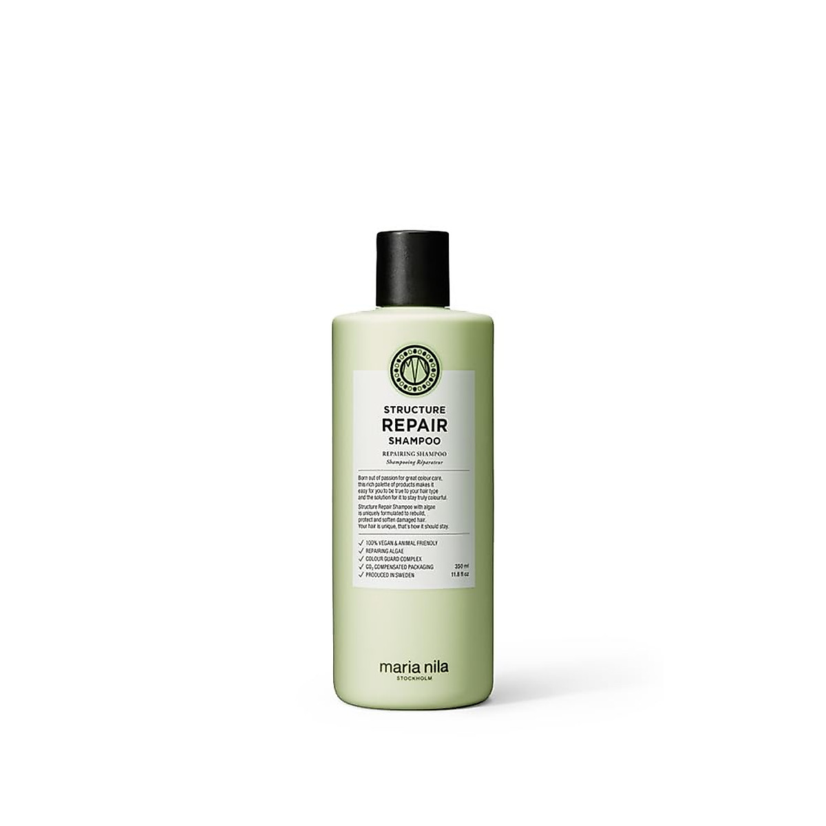 Maria Nila Structure Repair, Shampoo 11.8 Fl Oz, For Damaged & Chemically Treated Hair, Algae Extract Rebuilds & Moisturizes, 100% Vegan & Sulfate/Paraben free
