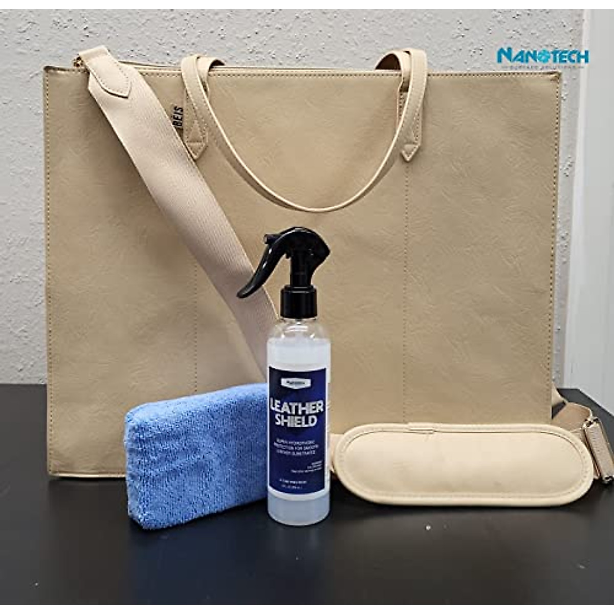 Nanotech Surface Solutions Leather Shield - Leather Conditioner & Sealer - SiO2 & Wax Blend for Use on Car Interiors, Leather Apparel, Shoes, Boots, Bags, Furniture & More - 8 Oz.