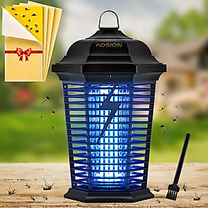 AOSION-Bug Zapper Outdoor,4200V Electronic Mosquito Zapper,Fly Zapper with Mosquito Control Paper,18W UVA Mosquito Lamp,High Powered Waterproof Insect Killer for Indoor, Kitchen, Patio, Backyard.