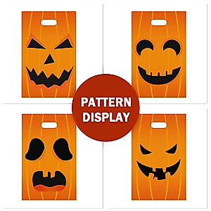 Lulu Home Halloween Jack O Lantern Bags, Plastic Goodie Bags for Trick Or Treat, Party Favor Bags, 72PCS