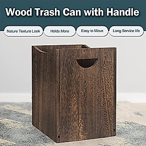 Office Trash Cans Garbage Can 5.3 Gallon Bathroom Trash Can, 2 Packs Large Desk Wooden Trash Can for Kitchen for Near Desk, Bedroom, and Bathroom, Dark Brown Assembly Required