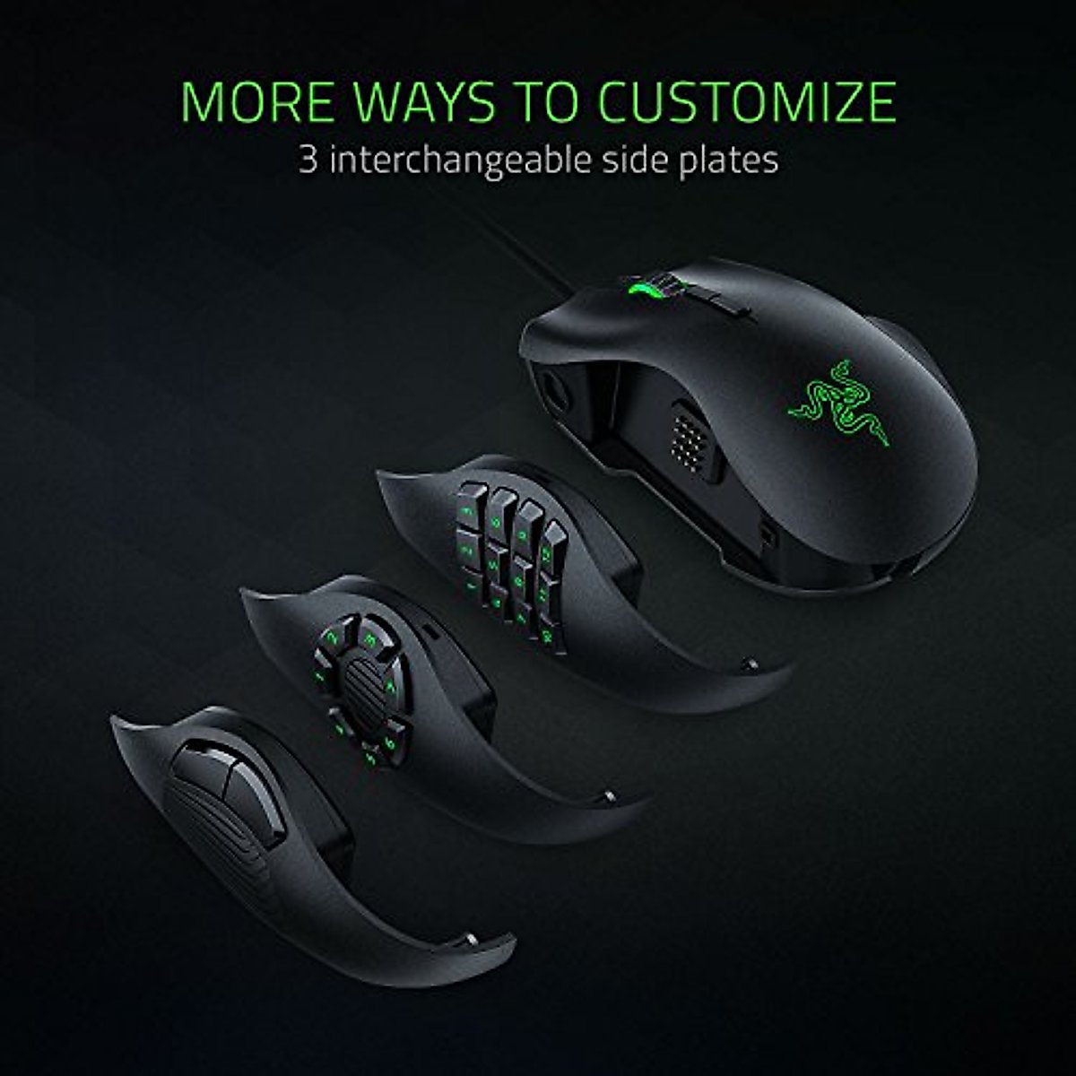 Razer RZ01-02410100-R3U1 19-Button Gaming Mouse, Black & Razer Ornata RGB Mecha-Membrane Keyboard, Black
