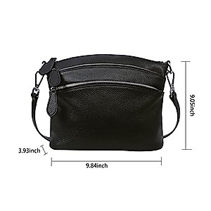 HESHE Genuine Leather Handbags for Women Crossbody Purses Shoulder Bags Designer Small Hobo and Satchel for Ladies (Black)