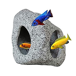 SpringSmart Aquarium Hideaway Rock Cave for Aquatic Pets to Breed, Play and Rest, Safe and Non-Toxic Ceramic Fish Tank Ornaments, Decor Stone for Betta