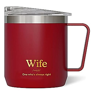 VAHDAM Wife Mug (300ml/10.1oz) Red Reusable Mug | 18/8 Stainless Steel, Vacuum Insulated Travel Tumbler Cup | Carry Hot & Cold Beverage | Sustainable Tea & Coffee Mug, Wife Gifts