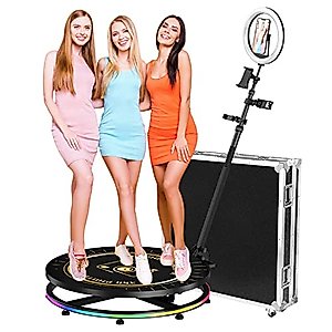 360 Photo Booth Machine for Parties 31.5"(80cm) with Flight Case Custom Logo 2-3 People to Stand Software APP Control, FUTOBOOZ 360 Video Camera Booth Selfie Platform Spin 360 Automatic Slow Motion