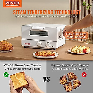 VEVOR 5-IN-1 Steam Oven Toaster, 12L Convection Oven, 1300W Steam Toaster Oven Countertop Combo with Grill, Pizza Pan, Gloves, 2 Slices Toast, 6-inch Pizza, Home and Commercial Use