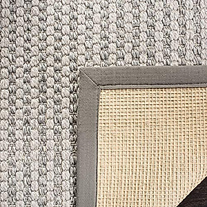 SAFAVIEH Palm Beach Collection 8' x 10' Silver / Ivory PAB615G Hand-Knotted Sisal & Wool Area Rug