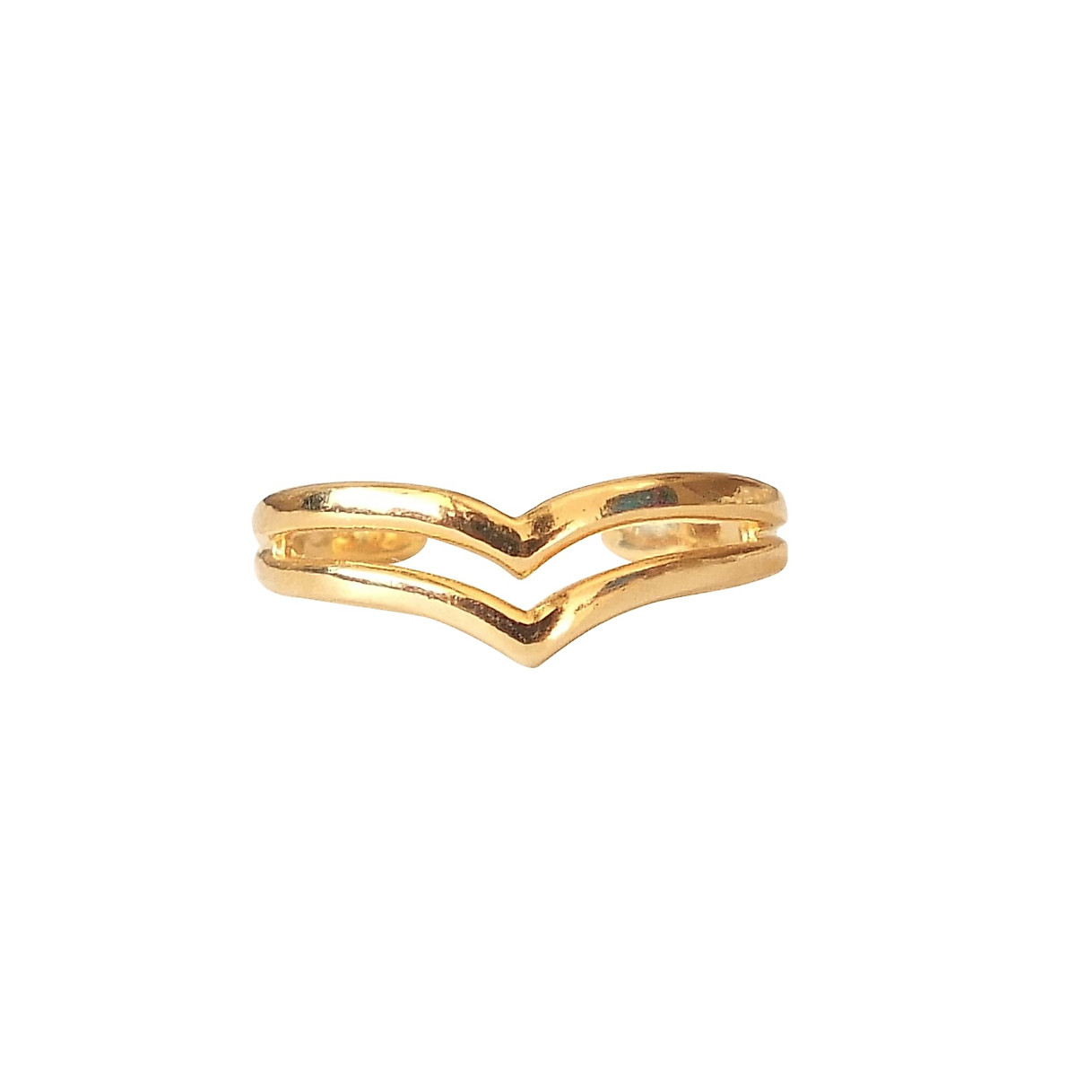 Handmade Gold V-Shape Band Adjustable Toe Ring, Yellow Gold Plated over Sterling Silver, Double Chevron Classic Dainty Open Toe, Pinky or Knuckle Rings for Women, By MiYa Jewelry