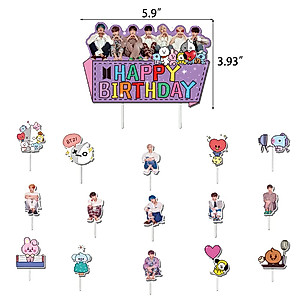 BTS Birthday Party Supplies,BTS Happy Birthday Banner Cake Topper Party Balloons for Kids Birthday Party Favor Decorations