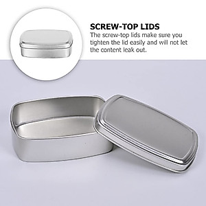 COHEALI Aluminum Tin Cans 4pcs Rectangular Empty Hinged Tin with Lid Aluminum Jar for Storage Pin Candy Jewelry Craft (9.5X7X2.8CM)