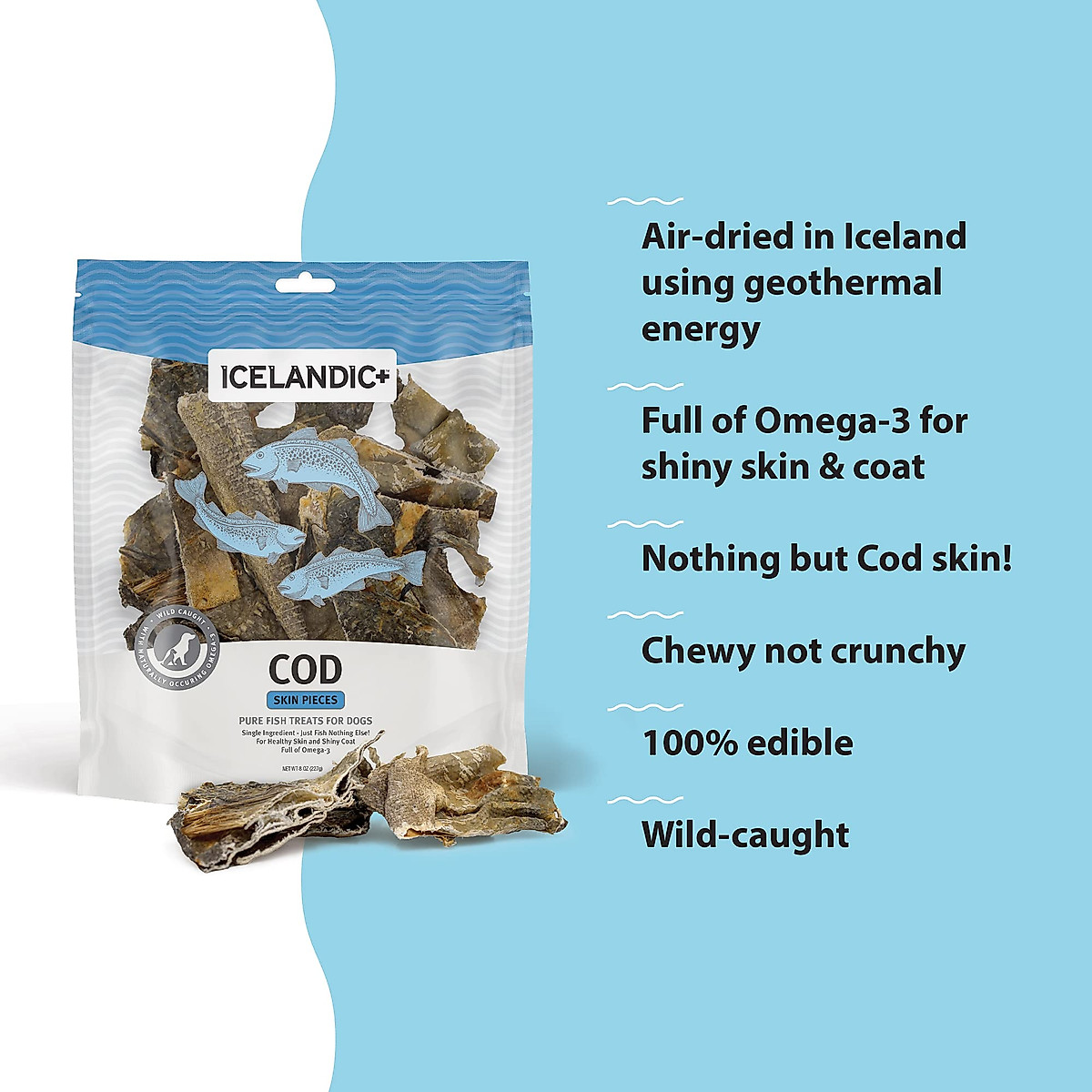 Icelandic+ Cod Skin Mixed Pieces Dog Treat 8-oz Bag