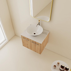 24 inch Bathroom Vanity with Sink,Modern Bathroom Vanities for Small Bathroom,Floating Bathroom Vanity with Ceramic Sink