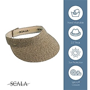 Scala Women's Paper Braid Visor, Toast, One Size