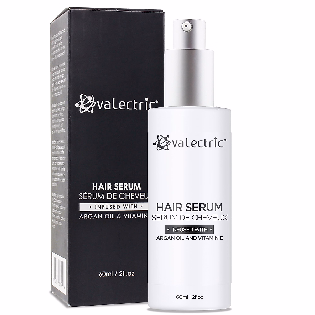 Evalectric Argan Oil Hair Serum - For Dry, Damaged, Frizzy Hair - Anti-Frizz, Straightening, and Shine Serum with Vitamin E - 2 Fl. Oz.