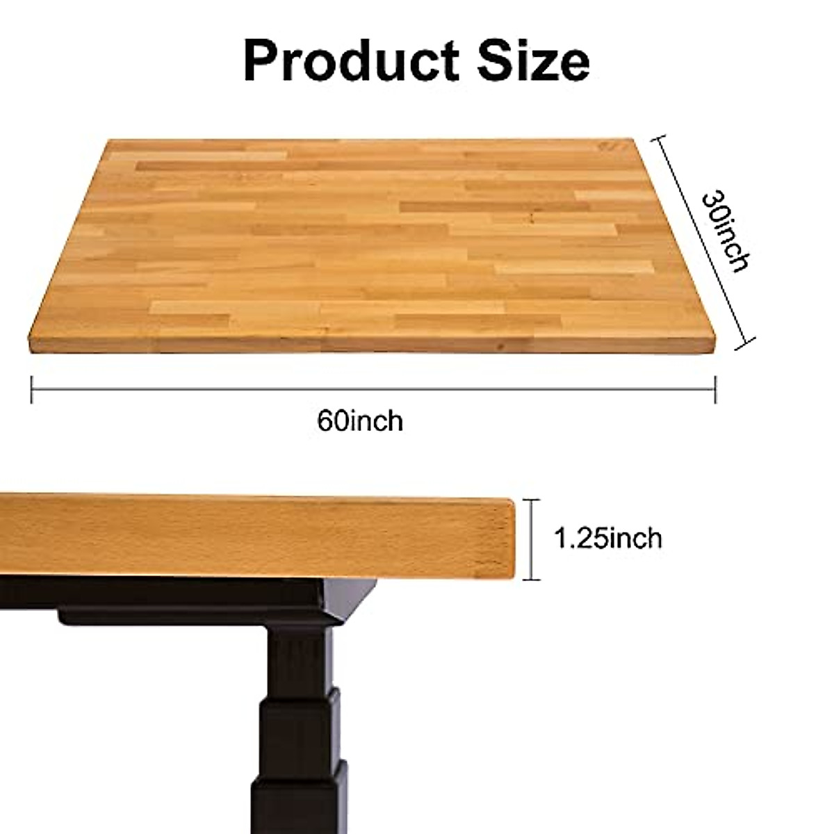 WOODCN Wood Table Top Universal 60x30 Inches,Beech Solid Wood Desk Top,Kitchen Dining Table Computer Desk