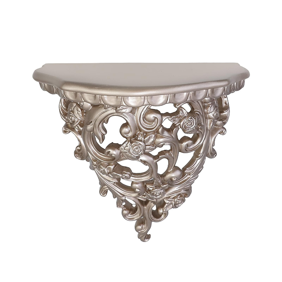 Pufguy Resin Wall Hanging Shelf Decorative Display Floating Shelves Retro Hollow Carving Wall Mounted Storage Shelf for Bedroom,Living Room,Hallway,Office,Hotel,Gold