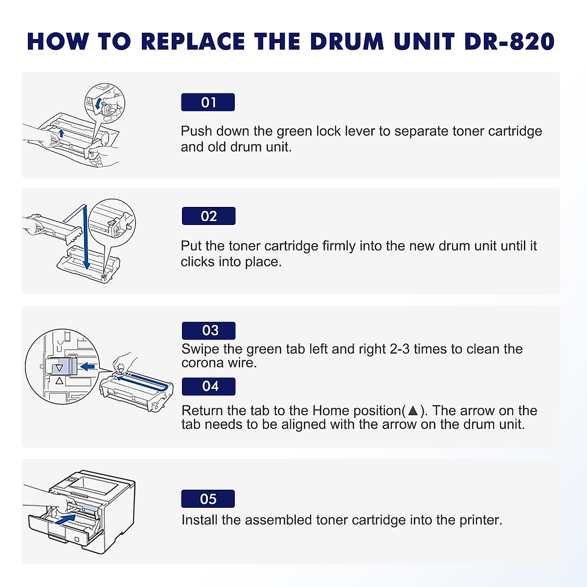 DR820 DR-820 Drum Unit Compatible Replacement for Brother DR820 DR 820 DR-820 for HL-L6200DW MFC-L5850DW MFC-L5900DW HL-L5200DW HL-L5100DN L5850DW L5900DW L5700DW L6200DW Printer (Black, 1-Pack)