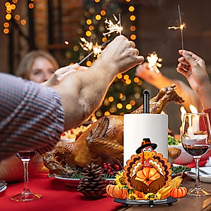 Thanksgiving Paper Towel Holder, Thanksgiving Decor, Thanksgiving Turkey Bathroom Accessories Paper Towel Holder Stand, Metal Thanksgiving Decorations for Kitchen, Large Towel Stand for Countertops
