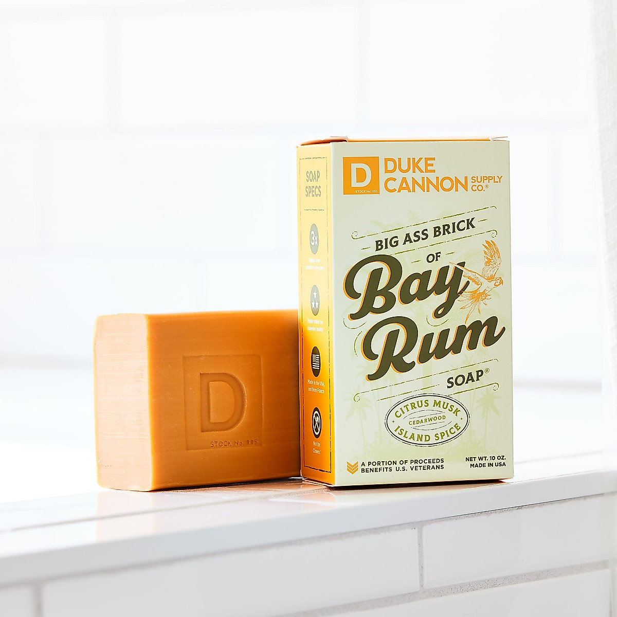 Duke Cannon Supply Co. Big Brick of Soap Bar for Men Bay Rum (Citrus Musk, Cedarwood, Island Spice Scent) Multi-Pack - Superior Grade, Extra Large, All Skin Types, Paraben-free, 10 oz (3 Pack)