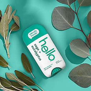 hello White Sage + Eucalyptus Deodorant With Shea Butter for Women + Men, Aluminum Free, Baking Soda Free, Parabens Free, 24 Hour Odor Protection, 2.6 Ounce, 2 Pack