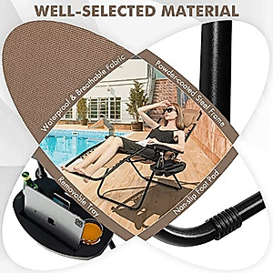 Giantex 2 PCS Zero Gravity Chair Patio Chaise Lounge Chairs Outdoor Yard Pool Recliner Folding Lounge Chair with Cup Holder (Beige)