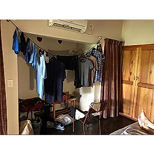 Bungee Clothesline | Braided Cord Travel Clothesline Travel Bungee Cord Laundry Clothesline (with 2 Strong Suction Cups) For Hotel Travel,Camping + Laundry Room,No Safety Pins Needed,Indoor or outdoor