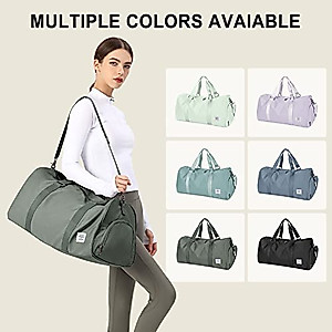 Gym Bag for Men Women,Small Fitness Workout Sports Duffle Bag with Wet Pocket & Shoes Compartment, Waterproof Overnight Weekender Duffel Bags for Traveling Dark Green