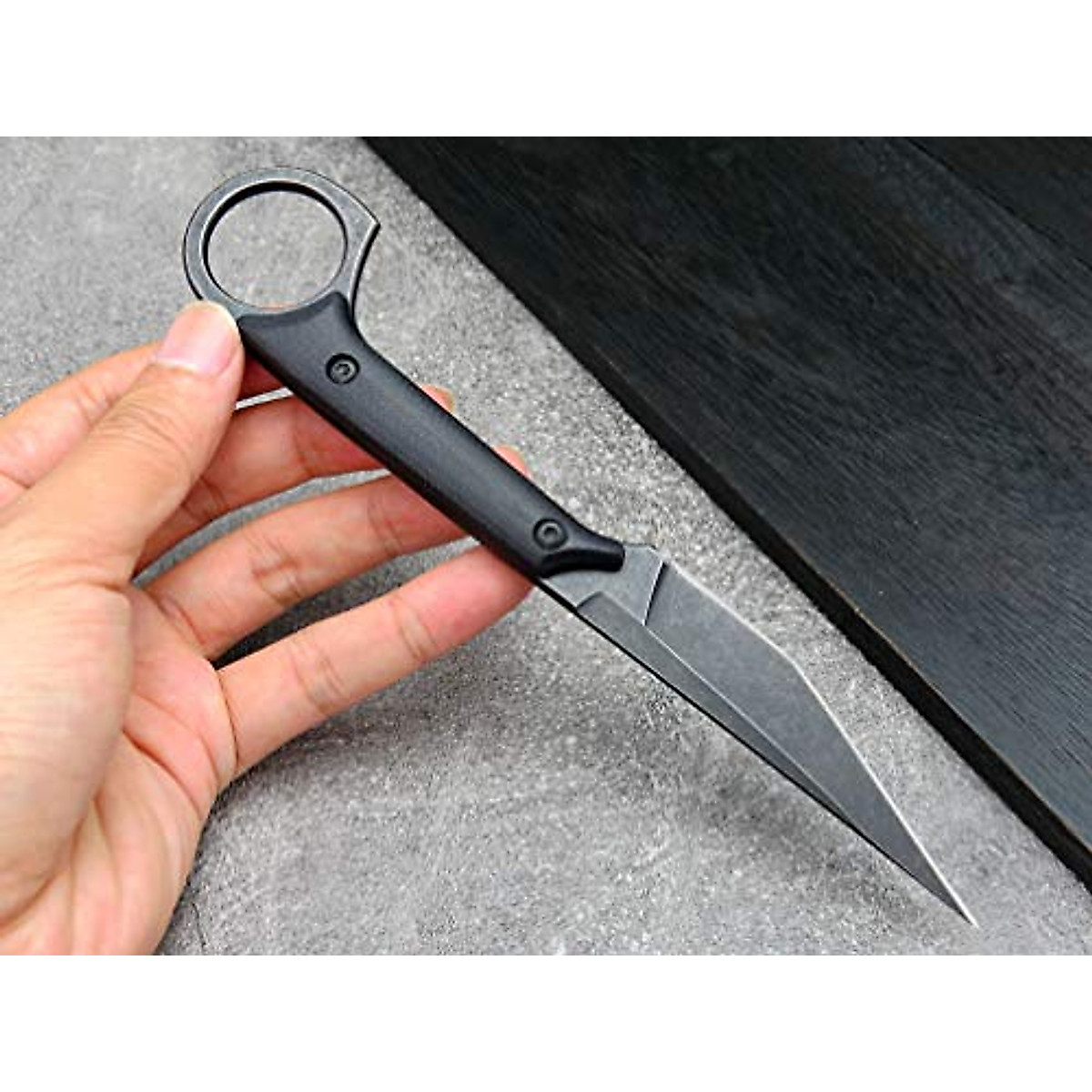 Ccanku C1140 Fixed Blade Claw Knife,D2 Blade G10 Handle EDC Tool Utility Knife for Outdoor, Survival, Hiking, Camping(Black)