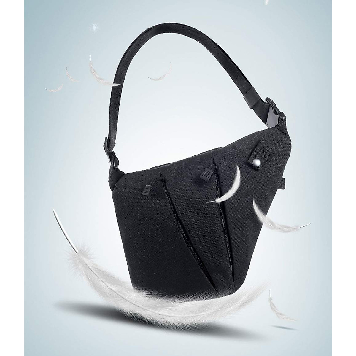 LIVIQILY Fashion Left/Right Hand Shoulder Crossbody Bag, Sling Backpack ,Multifunction Crossbody Bag for Men Women Outdoor Cycling Hiking Travel (Black, Left Hand)