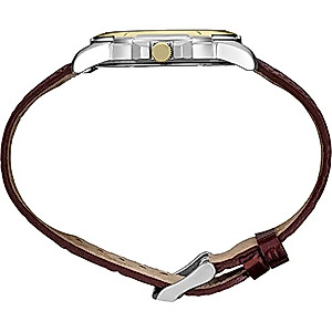 SEIKO Men's SNE102 Stainless Steel Solar Watch with Brown Leather Strap, Black