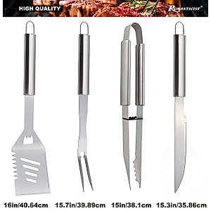 ROMANTICIST Complete Grill Accessories Kit - The Very Best Grill Gift on Birthday Wedding - Professional 21PC BBQ Accessories Set with Case for Outdoor Camping Grilling Smoking