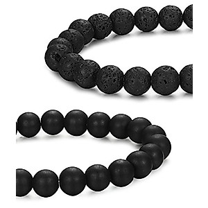 FIBO STEEL 5 Pcs 8MM Natural Healing Stone Bracelets for Men Women Beaded Bracelets Elastic,5A