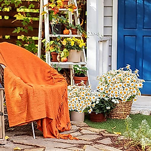 CEWOR 10 Bundles Artificial Daisies Flowers Outdoor, Fake Plastic Plants UV Resistant Faux Greenery for Hanging Planters Window Box Front Porch Indoor Outside Decorations (White)