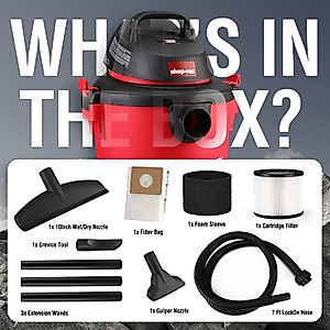 Shop-Vac 5 Gallon 2.0 Peak HP Wet/Dry Vacuum 5971536 + 90115 Dacron Cloth Filter 2 Pack