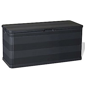 Festnight Garden Storage Deck Box Weather Resistant Storage Cabinet Cushions Pillows Blankets Toys Organizer for Patio Lawn Indoor Outdoor Furniture Black 46.1 x 17.7 x 22 Inches (L x W x H)