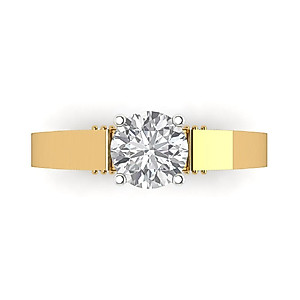 1.06 Ct Brilliant Round Cut Clear Simulated Diamond 14K Yellow White Gold Solitaire Engagement Promise Bridal Ring Size 8