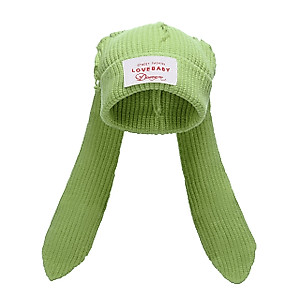 Beanie Hats for Women Cute Bunny Solid Color Knit Winter Cap Rabbit Knit Long Hair Holloween Cosplay Hat Warm Skull Cap