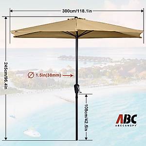 ABCCANOPY Patio Umbrella 11FT - Outdoor Half Umbrellas for Patio, Backyard, Garden, Deck (Khaki)