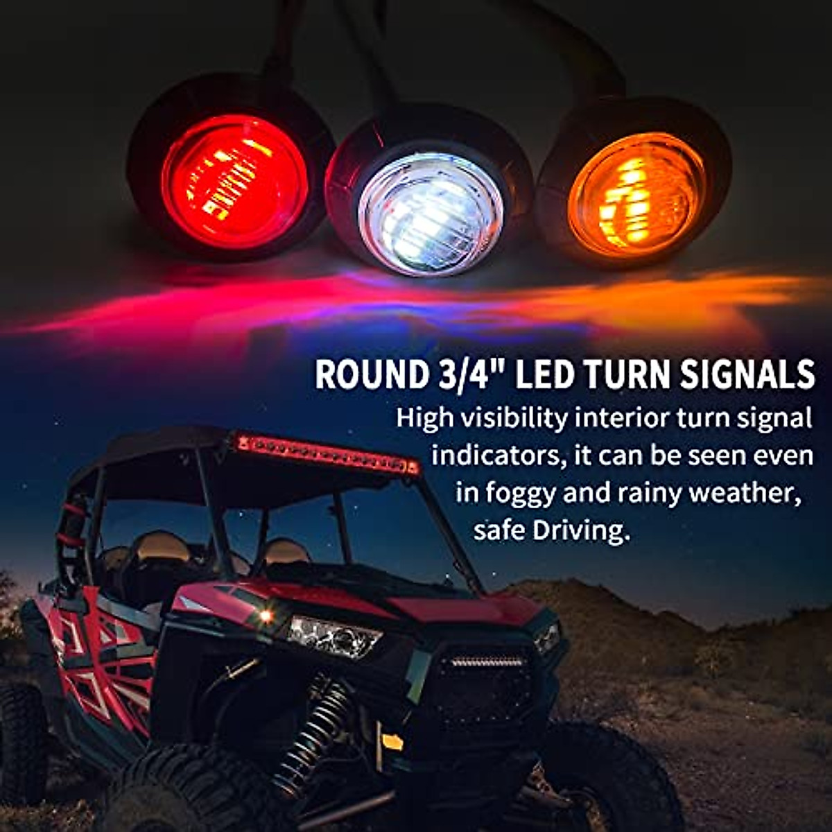 MOTOQUEEN Turn Signal Kit with Horn 105D and USB, UTV Street Legal Kit with Rocker Switch Plug & Play UTV Street Legal Kit for Polaris RZR Ranger SXS Dirt Bike Can-Am Golf Cart Beach Cart