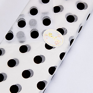 MR FIVE 60 Sheets White and Black Tissue Paper Bulk,20" X 28",4 Styles Tissue Paper for Gift Wrapping,Gift Tissue Paper for Gift Bags,Crafts,Birthday,Star Stripes Polka Dots Pattern Tissue Paper