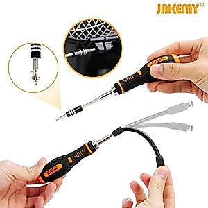 Household Ratchet Screwdriver Set, JAKEMY Precision Screwdriver Repair Tool Kit with 65 Magnetic Screw Driver Bits for Furniture Disassembling, Bike, Car, Computer Assembly, Electronic Devices